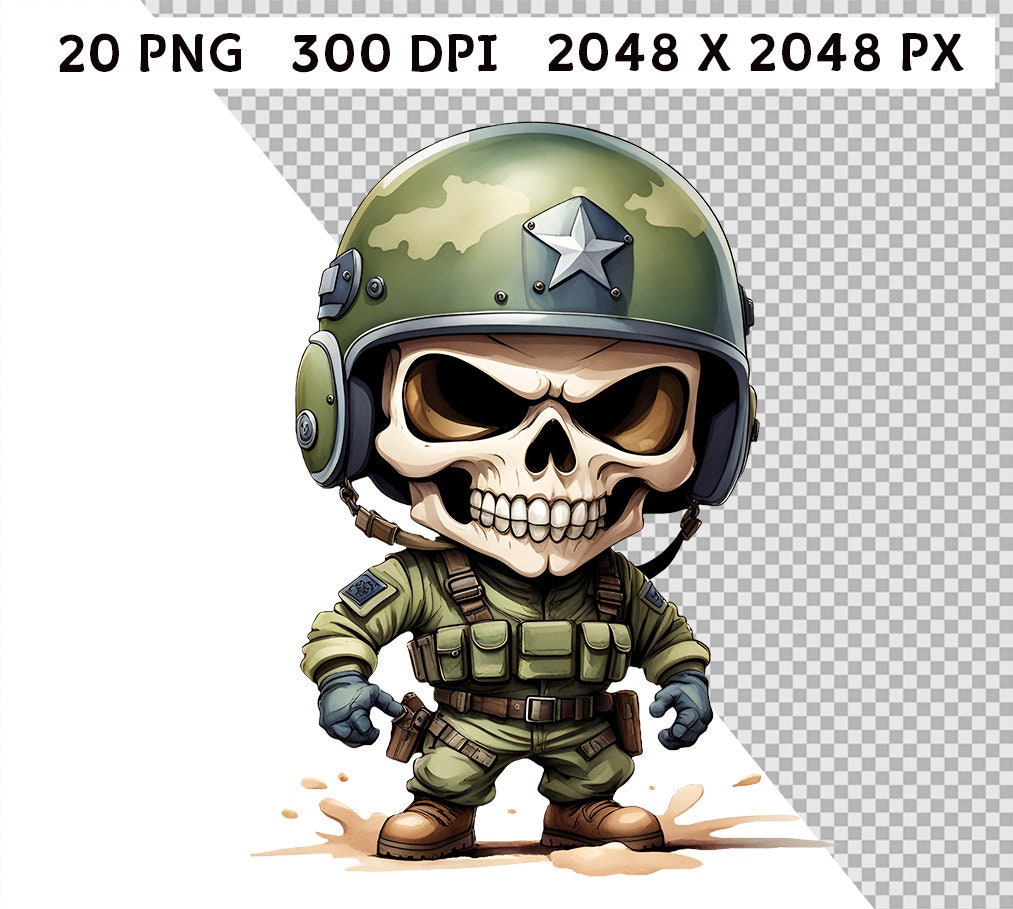 20 Watercolor Chibi Skull PNG Graffiti T-shirt, Sticker, Digital ...