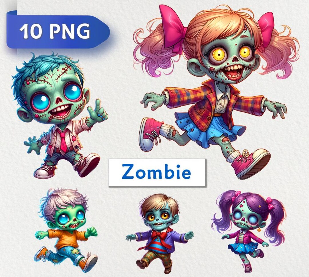 10 Halloween Zombie Clipart, Card Making, Digital Crafting, Halloween ...