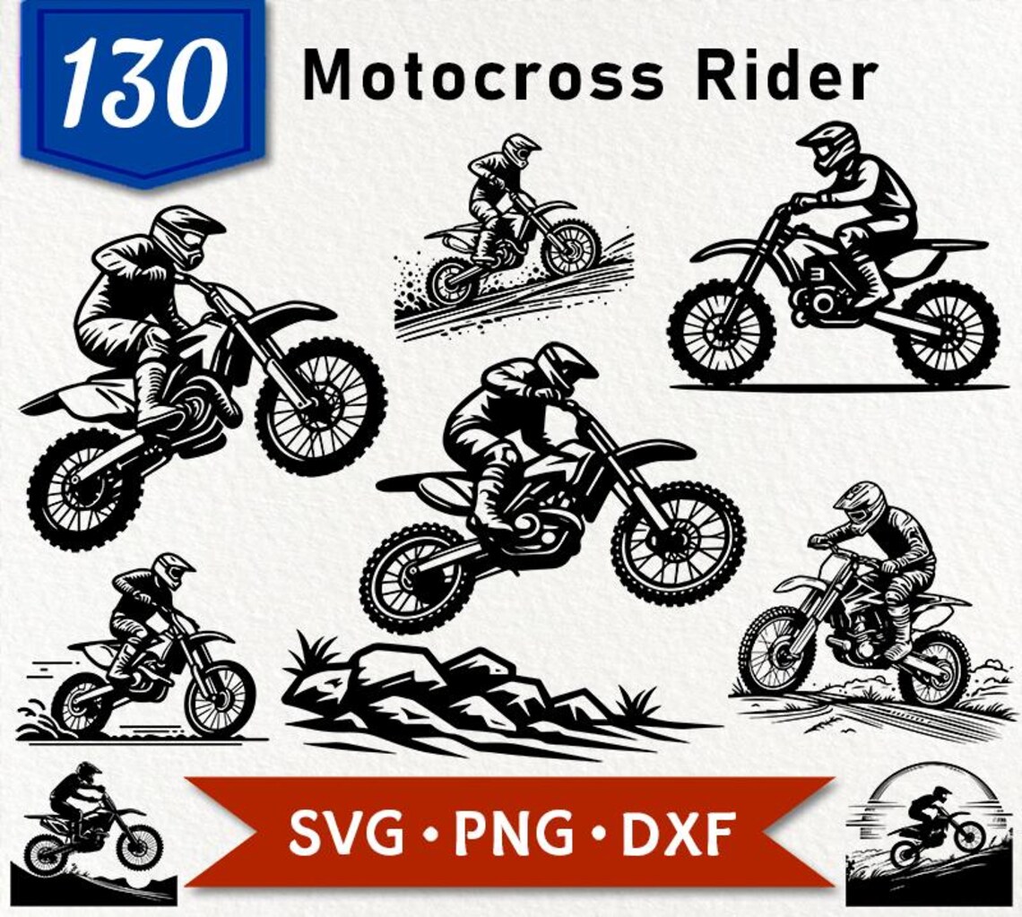 130 Motocross Rider Illustrations: SVG, PNG, DXF (digital Download) - Etsy