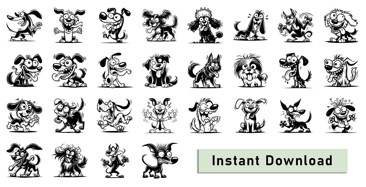 124 Cartoon Mad Dog SVG Bundle: Crazy Dog Breeds Clipart (PNG, DXF) - Etsy