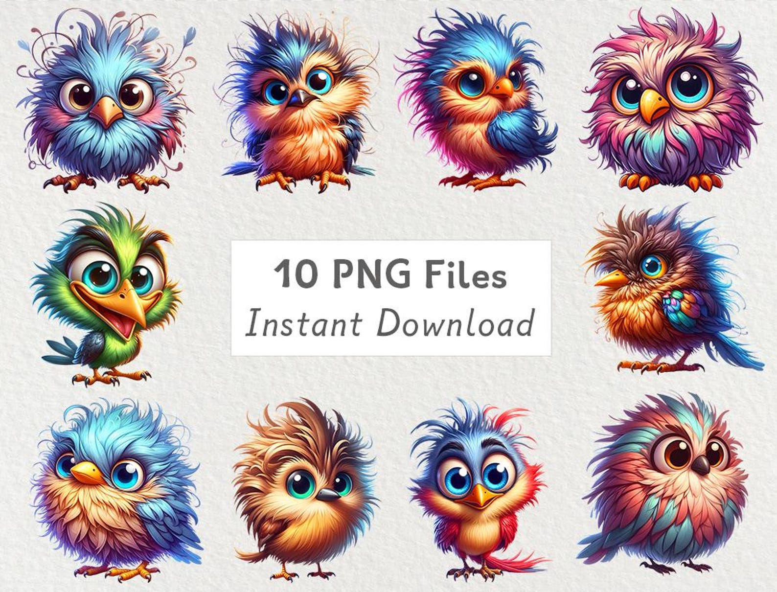 10 Crazy Quirky Birds Sublimation Clipart, Quirky Bird, Cute Bird ...