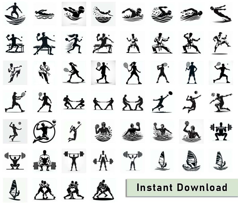Sports Vector Bundle: 244 Sport Illustrations (SVG, DXF, PNG) - Etsy