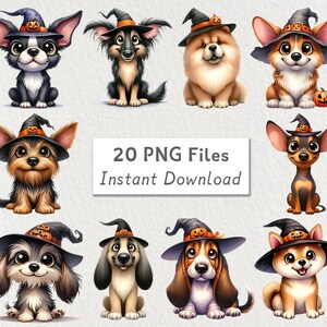 20 Watercolor Puppy Halloween Clipart, Halloween Dog Clipart, Dog ...