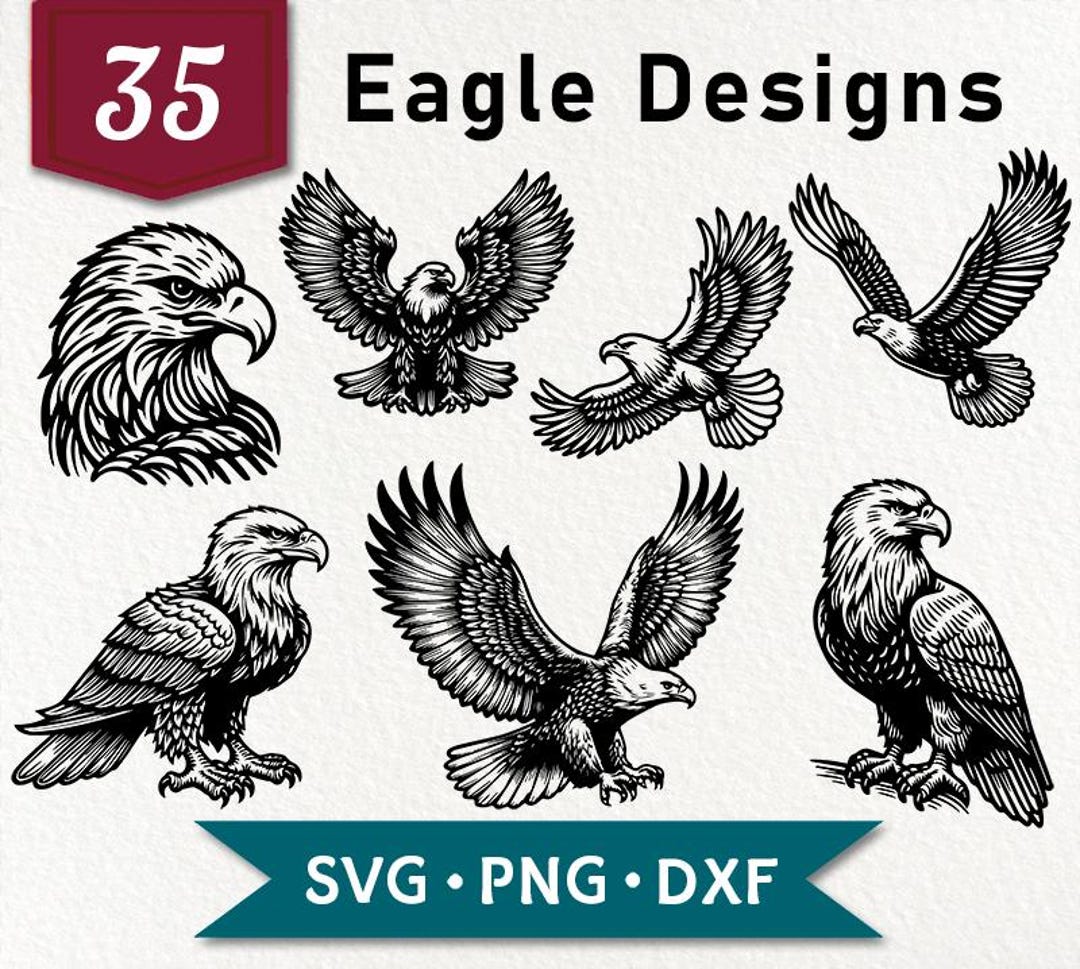 35 Eagle SVG Bundle, Bird of Prey Designs, Tattoo Style Eagle Cutfiles, Eagle Vector ...