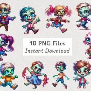 10 Halloween Zombie Clipart, Card Making, Digital Crafting, Halloween ...