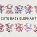 Baby Elephant Clipart: Pink Dress, Nursery PNG Bundle (commercial Use ...
