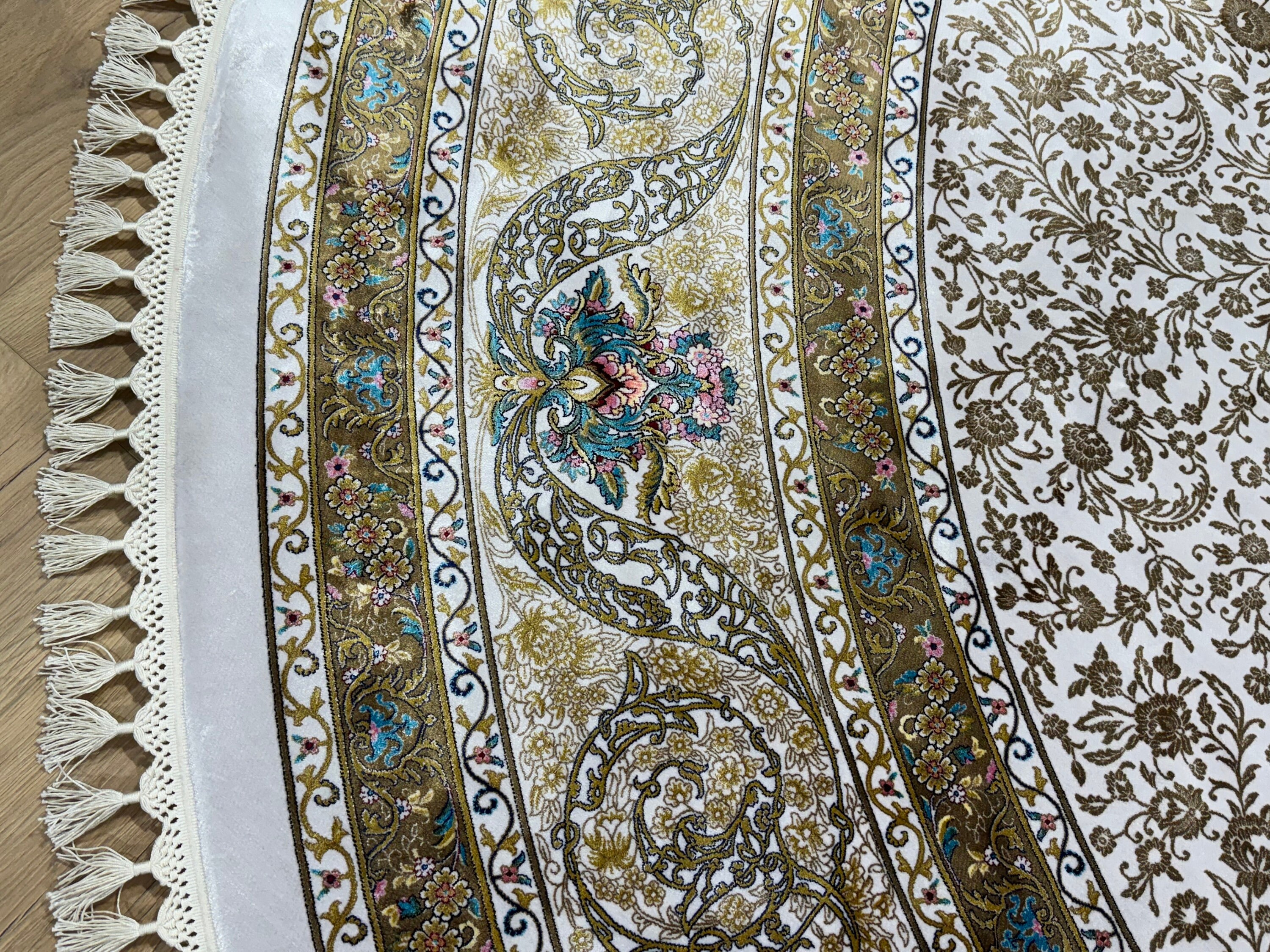 10x10 Round Rug, Living Room Circle Rug, %100 Bamboo Silk, Persian ...