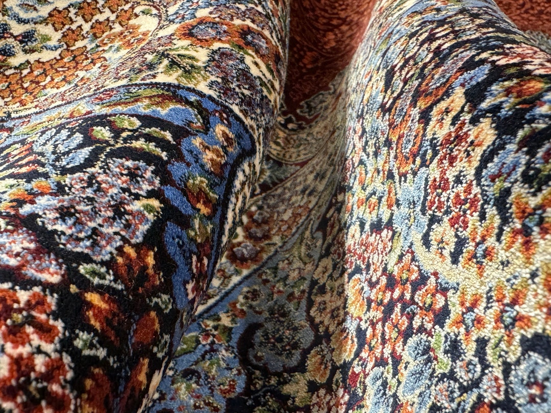 7x7 Red Circle Rug, Persian Circle Rug, Red Round Rug, %100 Bamboo Silk ...