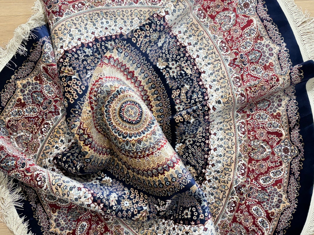 5x5 Colorful Rug, Circle Silk Rug, Oriental Silk Rug, Oriental Circle ...