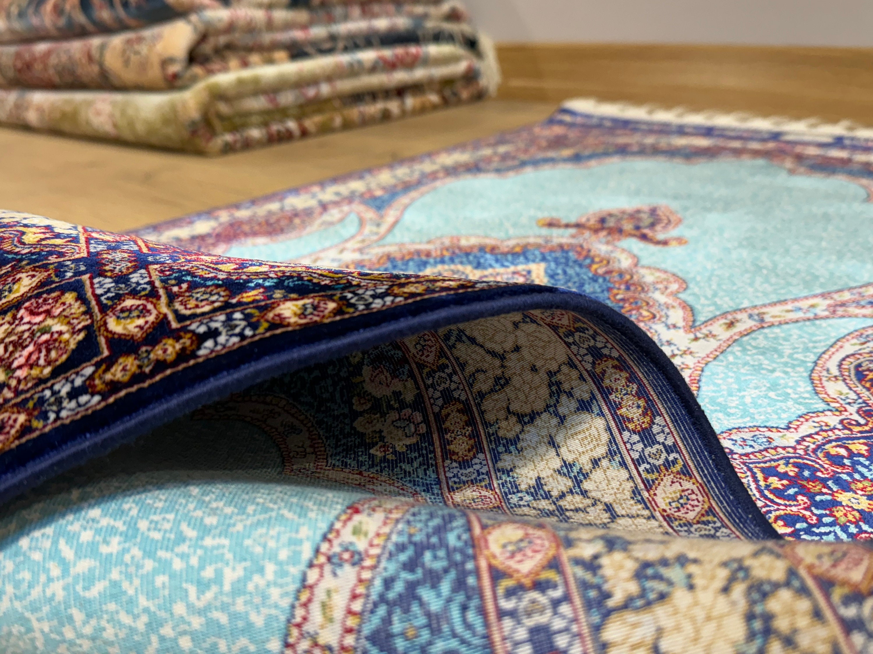 2x4 Blue Silk Rug, Oriental Blue Rug, Housewarming Gift, 2x4 Silk ...