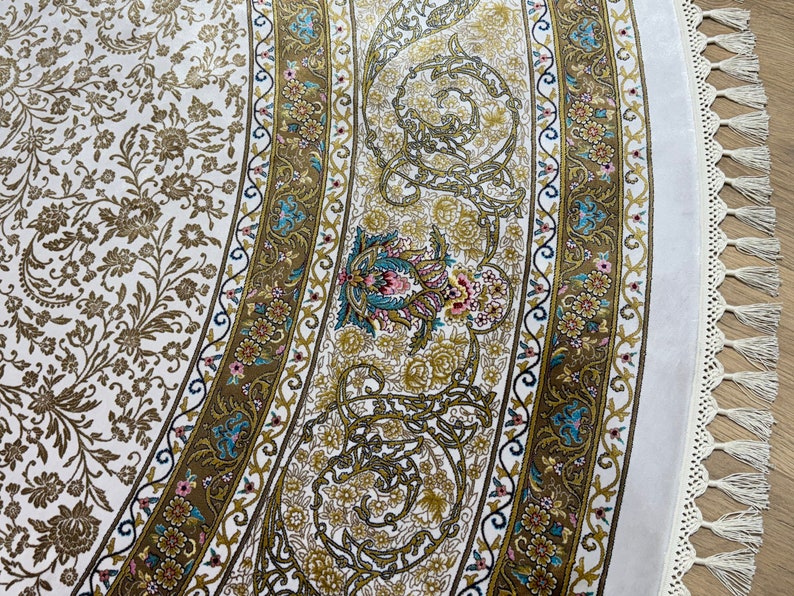 10x10 Round Rug, Living Room Circle Rug, %100 Bamboo Silk, Persian ...