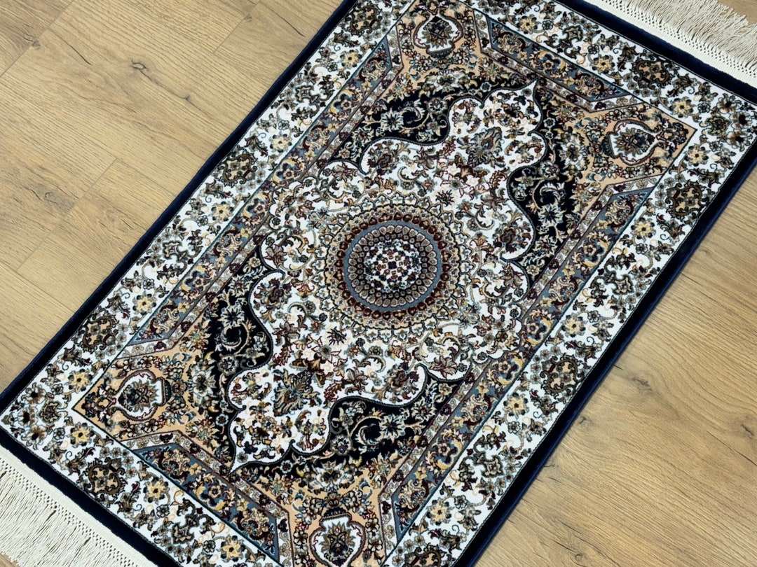 2x3 Ft Classic Mini Rug, Persian Design Mini Rug, Mini Silk Rug, Bamboo ...