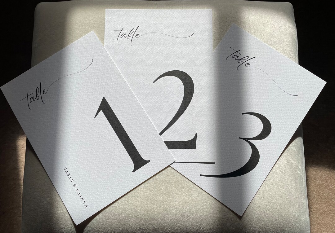 Table Numbers, Table Number Card, Table Numbers Wedding, Simple Wedding ...