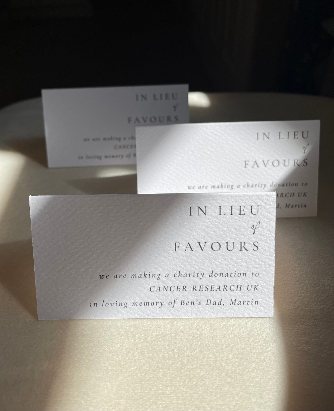 Wedding Favour Card, in Lieu of Favours, Charity Wedding Favours ...