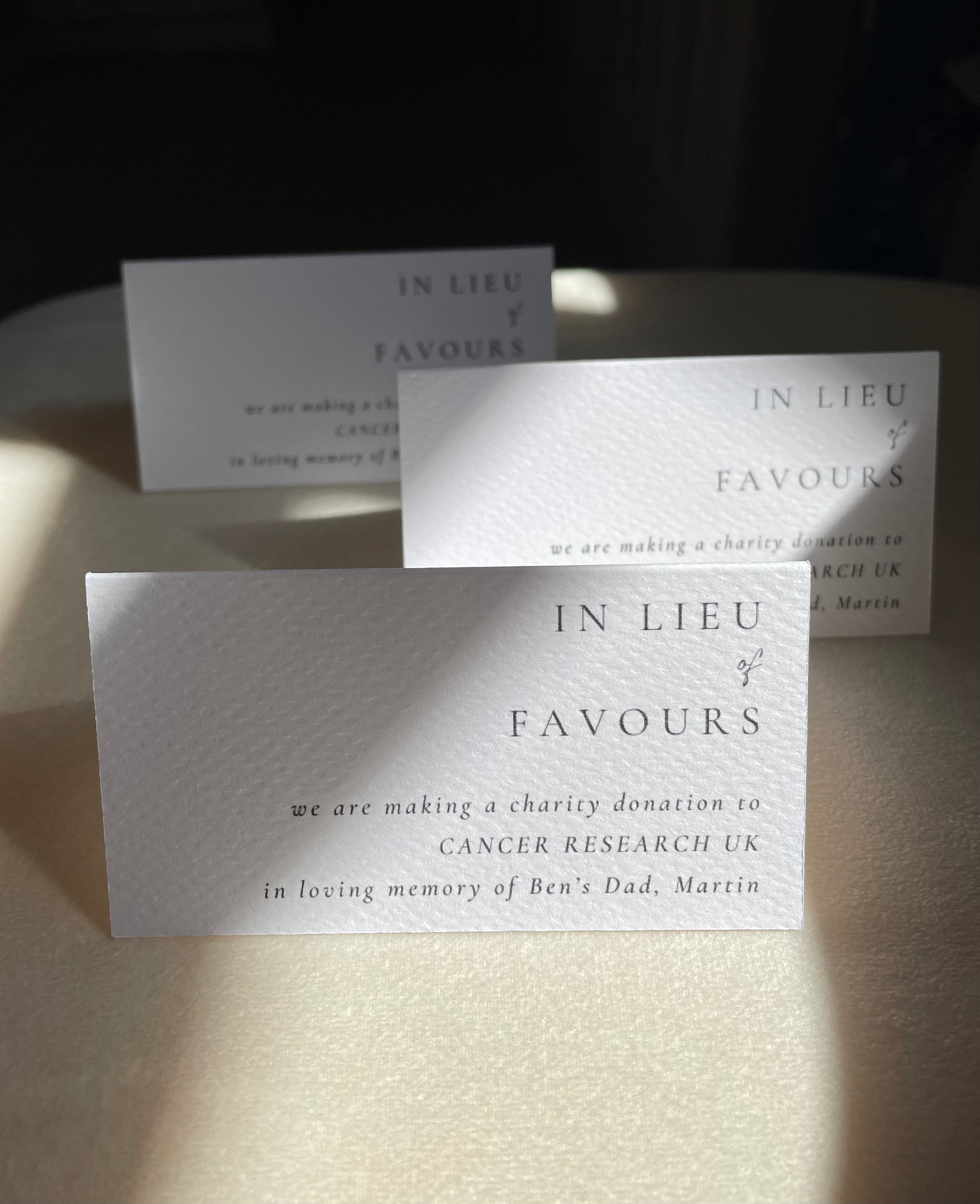 Wedding Favour Card, in Lieu of Favours, Charity Wedding Favours ...
