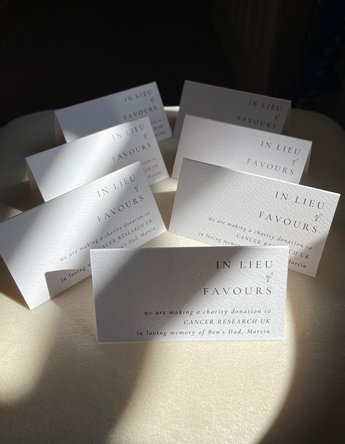 Wedding Favour Card, in Lieu of Favours, Charity Wedding Favours ...