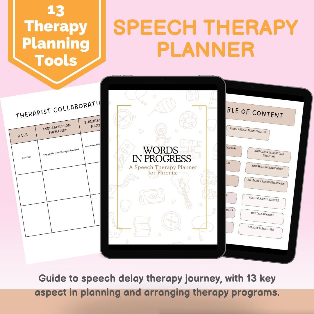 Words in Progress Speech Therapy Support Planner, Speech Delay Support ...
