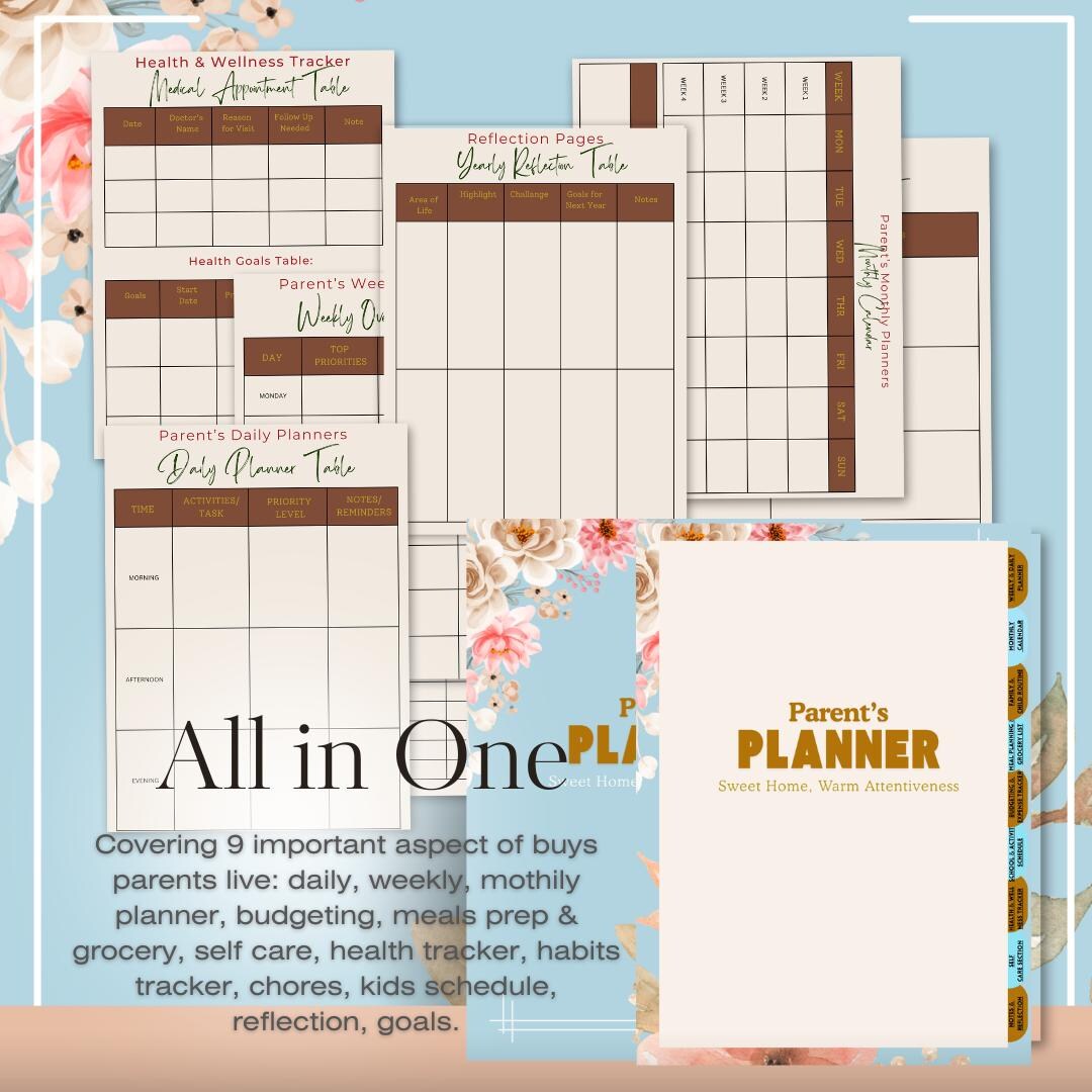 Parents Planner Printable V.1, Family Organizer PDF, Daily & Weekly Schedule for Busy Moms ...