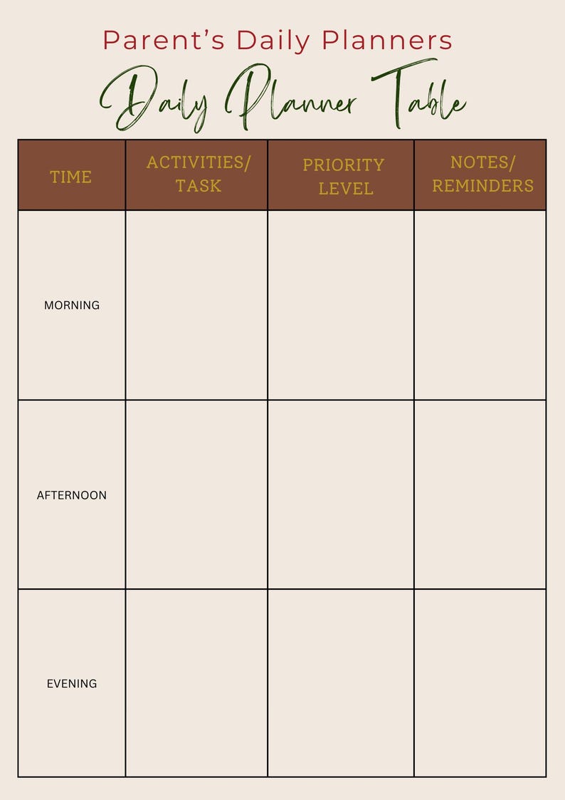 Parents Planner Printable V.1, Family Organizer PDF, Daily & Weekly ...