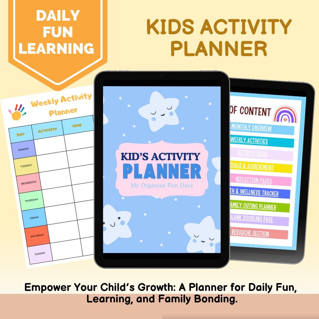 Kids Activity Planner, Kids Digital Planner, Printable Planner for Kids ...