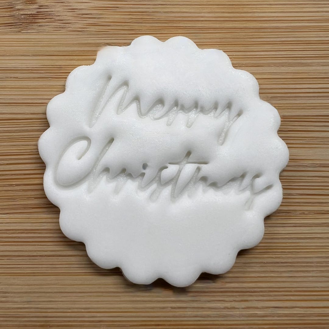 Merry Christmas Cookie Stamp, Festive Customisable Fondant Embosser ...