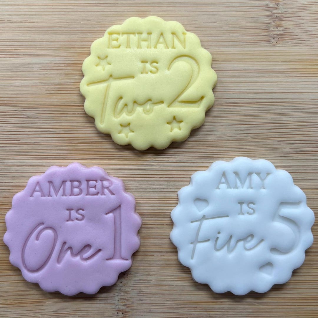 Custom Birthday Name Age Cookie Stamp, Personalised Fondant Embosser ...