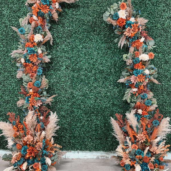 Wedding Arch Flowers Teal and Orange - Etsy