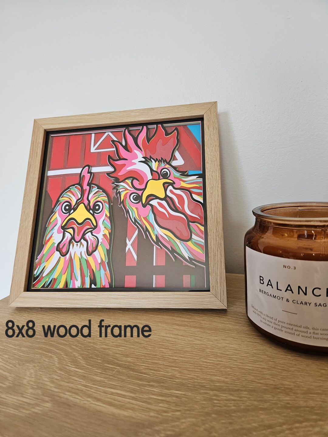 3D Chicken & Rooster, Rainbow, Farm, Shadow Box, Layered, Framed ...