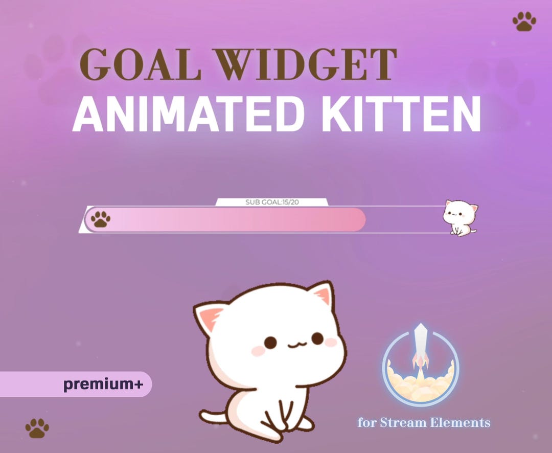 Animated Kitten SUB Goal Widget for Twitch Premium Customizable ...