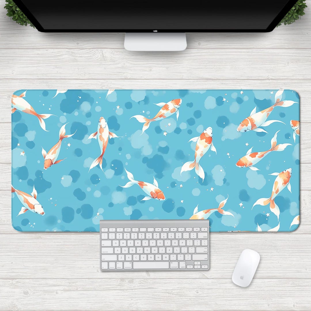 Koi Fish Light Blue Desk Mat / Big Mouse Pad / XXL Gaming Mouse Pad ...