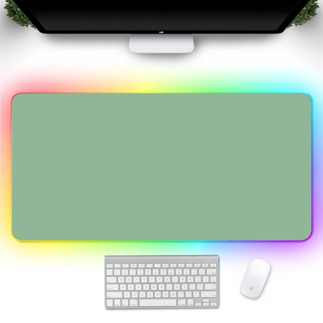 LED Sage Green Desk Mat / Mouse Pad / XXL Gaming Mouse Pad Green Mouse ...
