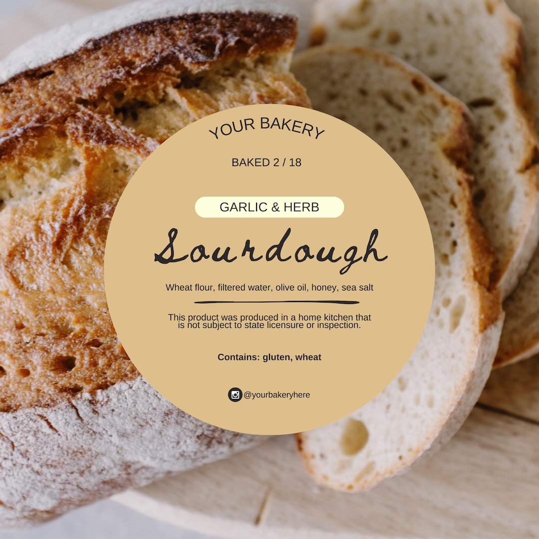 EDITABLE Sourdough Label Template, Sourdough Ingredient Label ...