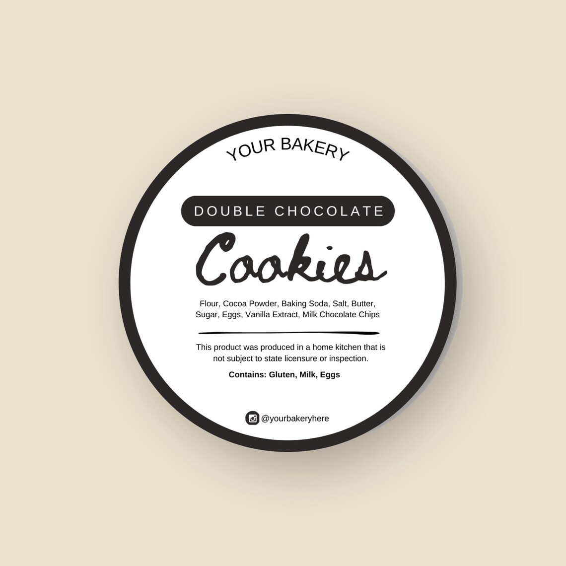 Editable Cottage Food Label, Printable Food Label, Bakery Ingredient ...