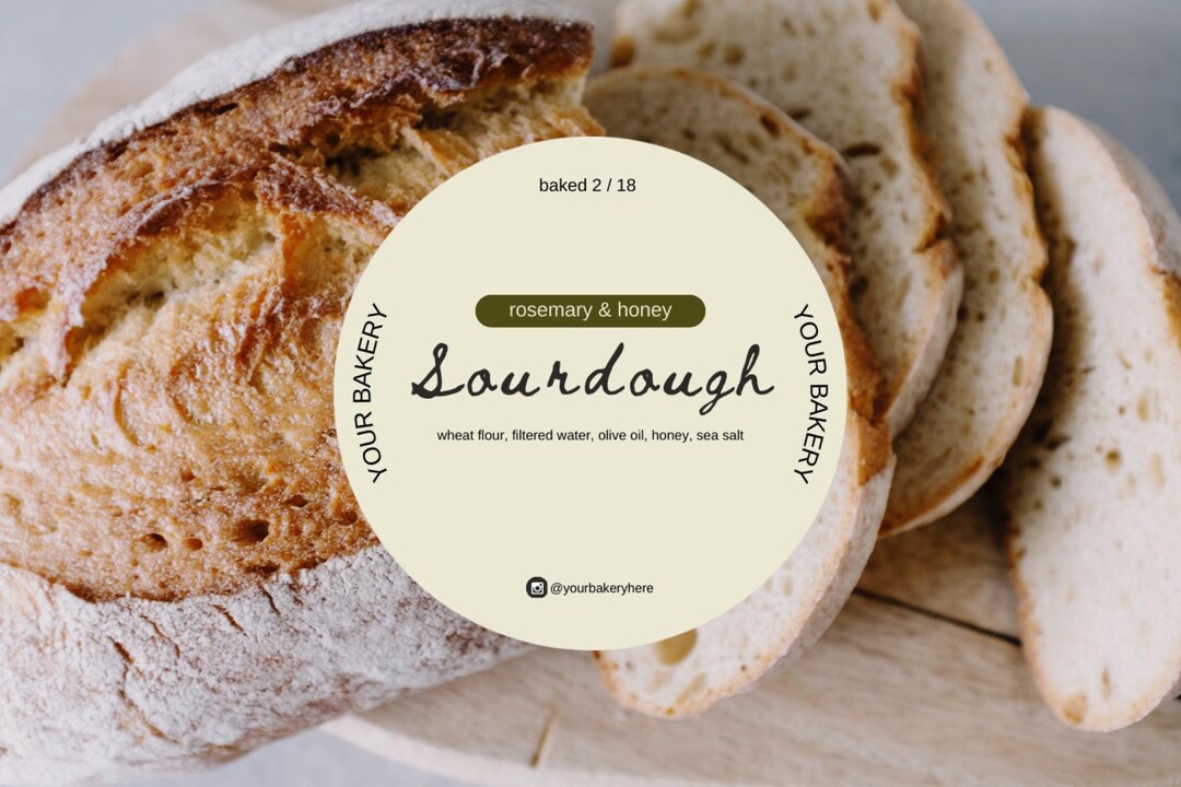 EDITABLE Sourdough Label Template, Sourdough Ingredient Label ...
