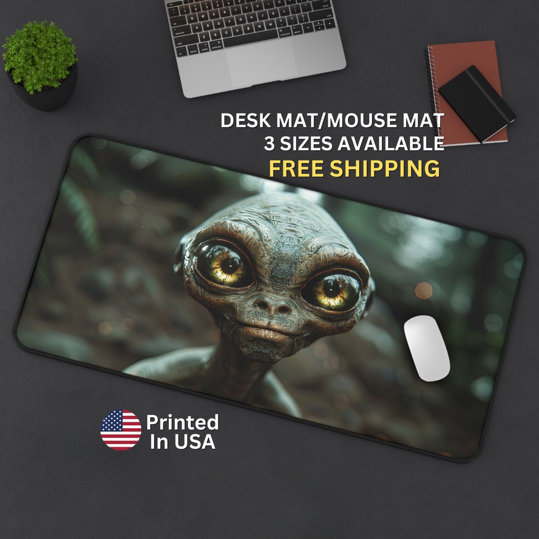 Mystical Alien Creature Desk Mat, Enchanted Forest Mouse Pad, Sci-fi ...