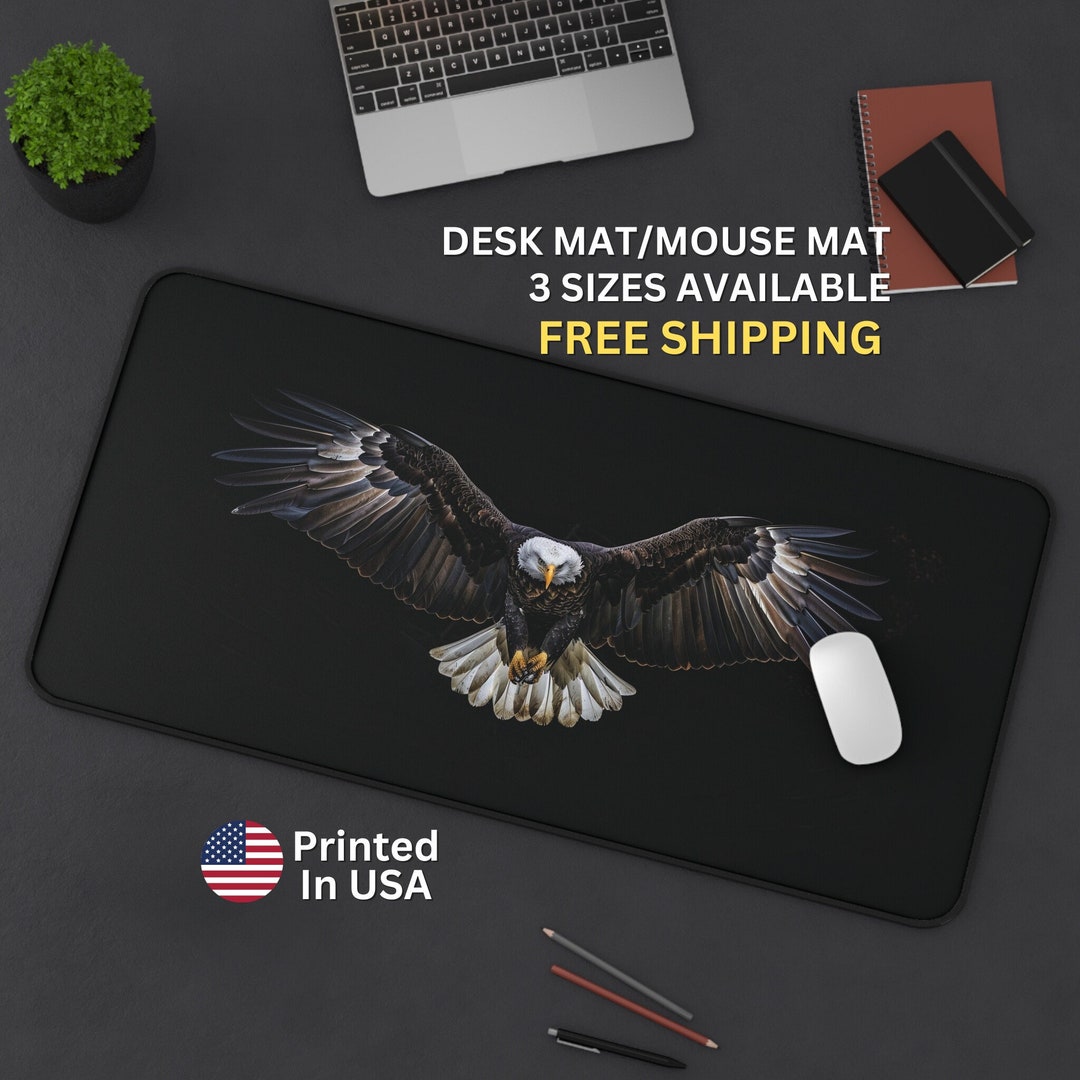 Majestic Eagle Desk Mat, Flying Eagle Mouse Pad, Powerful Bird of Prey ...