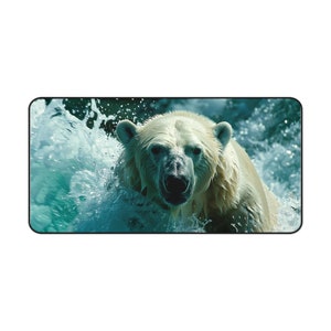 Arctic Splash Polar Bear Desk Mat, Aquatic Animal Mouse Mat, Majestic ...