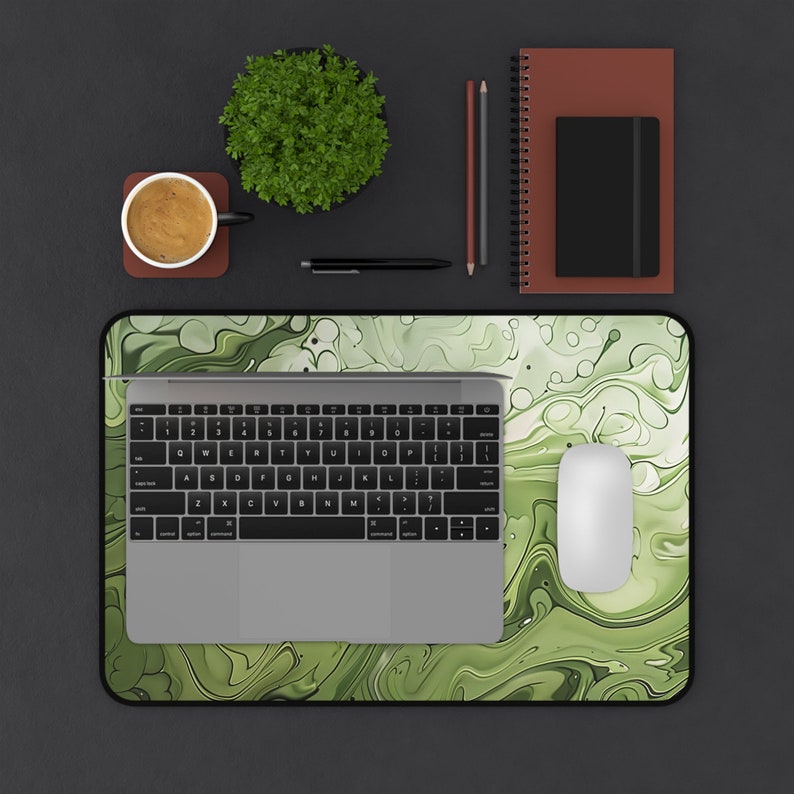 Primordial Earth Desk Mat, Swirling Sage Green Mousepad, Ethereal Decor ...