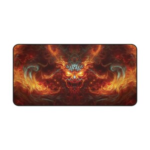 Fiery Demon Desk Mat - Epic Gaming Mouse Pad, Bold Desk Protector ...