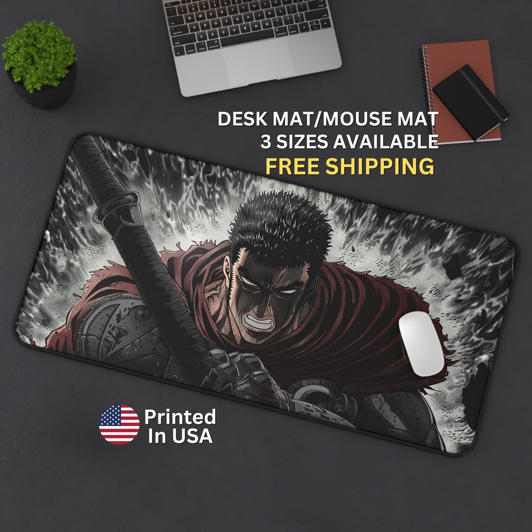 Epic Warrior Battle Desk Mat, Dynamic Fighter Mouse Mat, Intense Combat ...