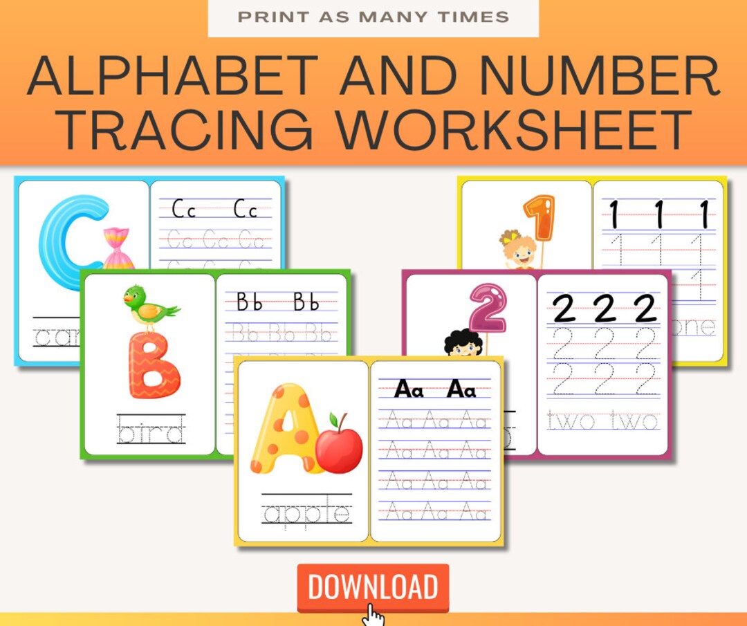 Alphabet and Numbers Tracing Worksheet Digital Worksheets for Learning ...
