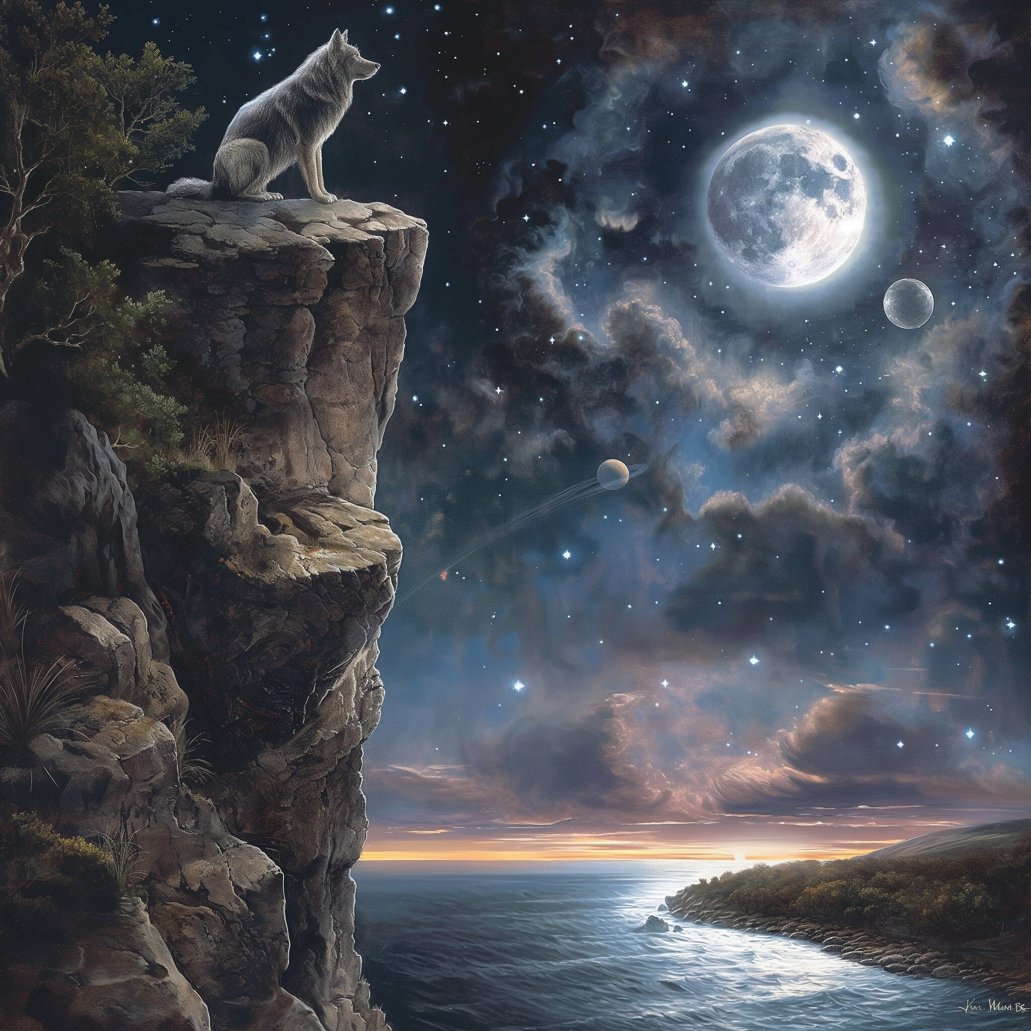 Digital Print Wall Art Digital Download Galaxy Lone Wolf - Etsy