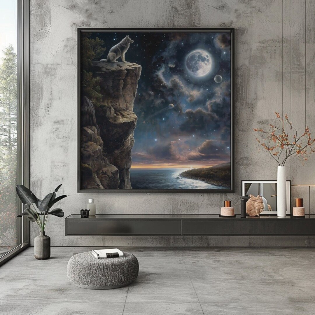 Digital Print Wall Art Digital Download - Galaxy Lone Wolf - Etsy