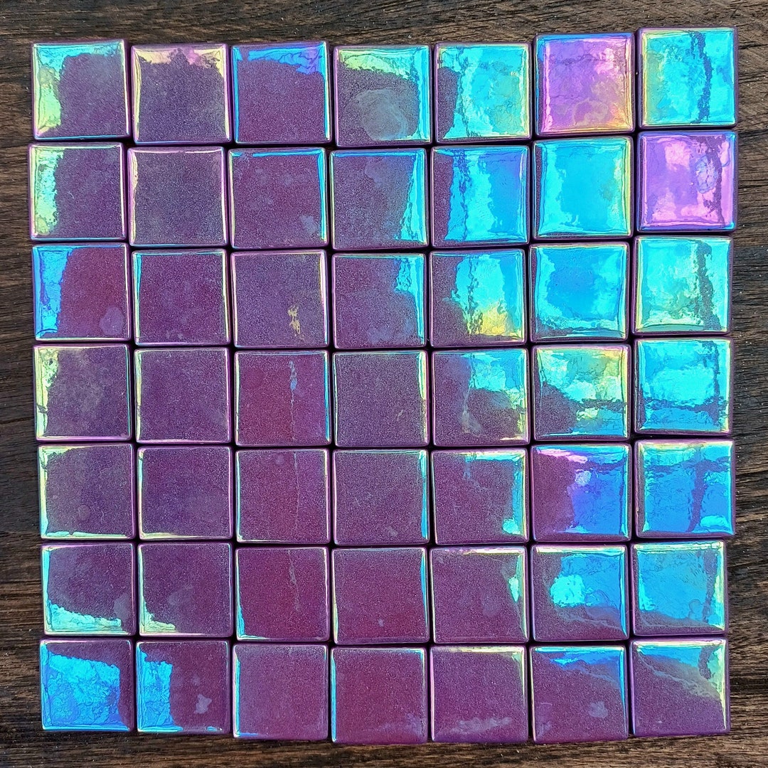 Opal Purple Iridised Square 25 Mm Mosaic Glass Tiles - Etsy