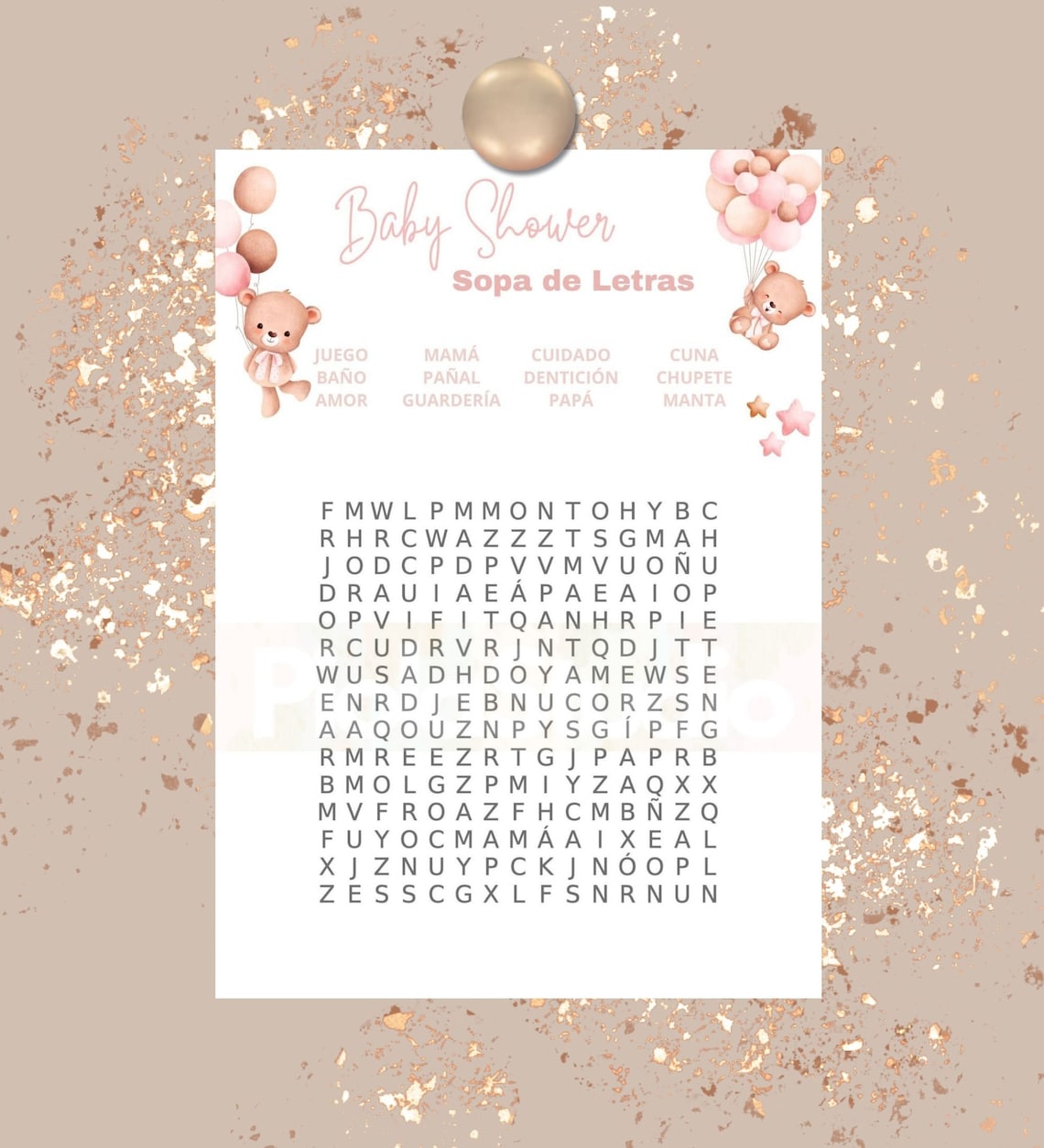 Juegos para Baby Shower de Niña en Español Imprimible Moderno para Baby ...