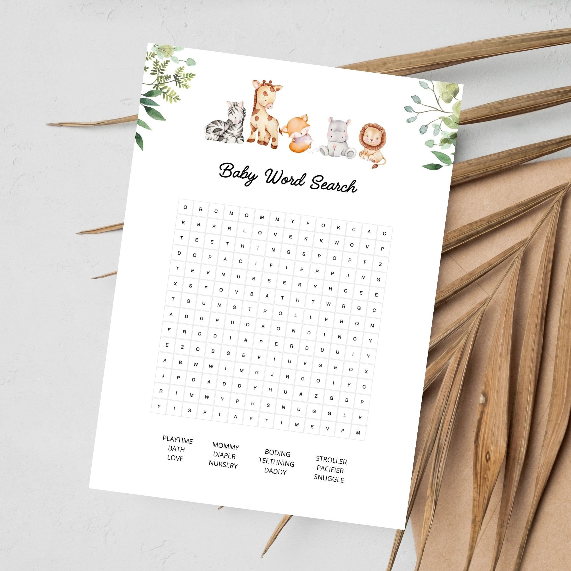 Baby Shower Word Search Printable Baby Shower Game Baby Word Search ...