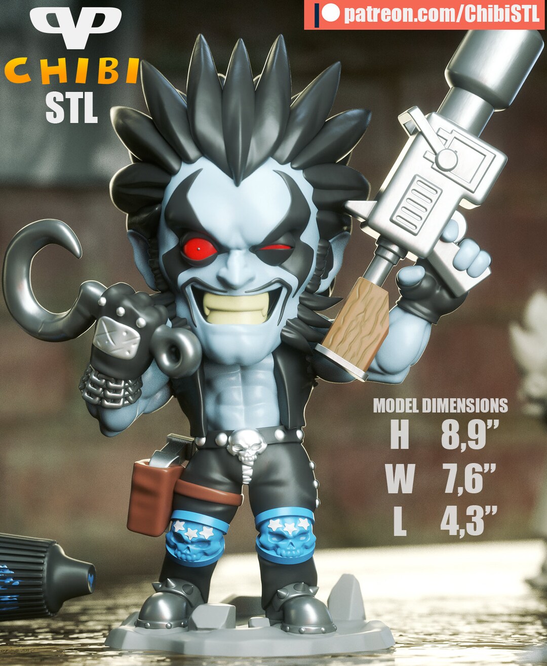 Chibi STL Lobo Chibi / 3D Miniature for Collectors, Showcase, Fans ...