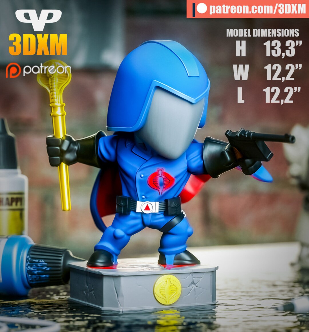Chibi STL Cobra Commander Chibi / 3D Miniature for Collectors, Display ...