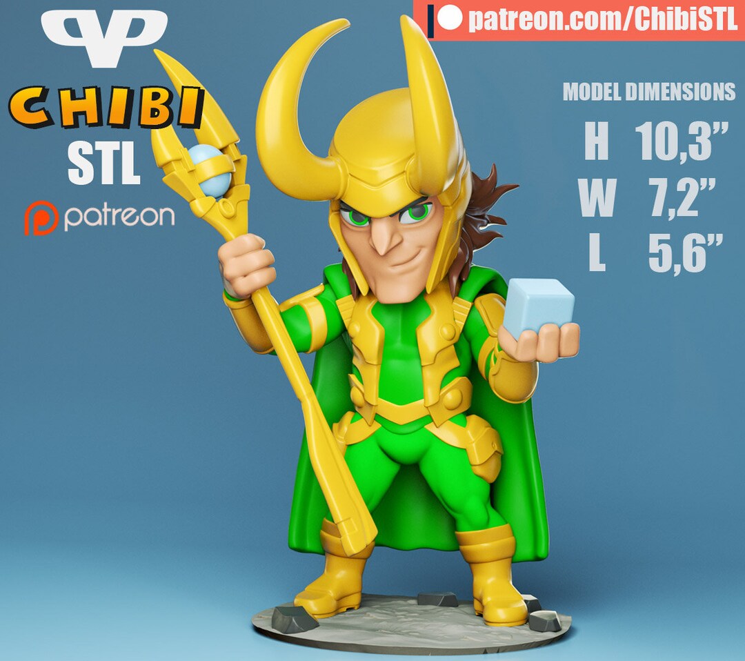 Chibi STL Loki Chibi / 3D Miniature for Collectors, Display Cases, Fans ...
