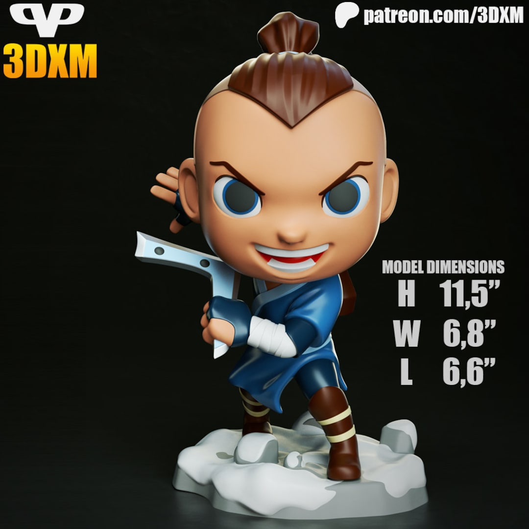 Chibi STL Sokka / 3D Printed Miniature for Collectors, Showcase, Fans ...